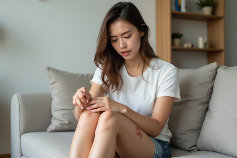 Plaques rouges sur les jambes et les bras : causes et traitements ...